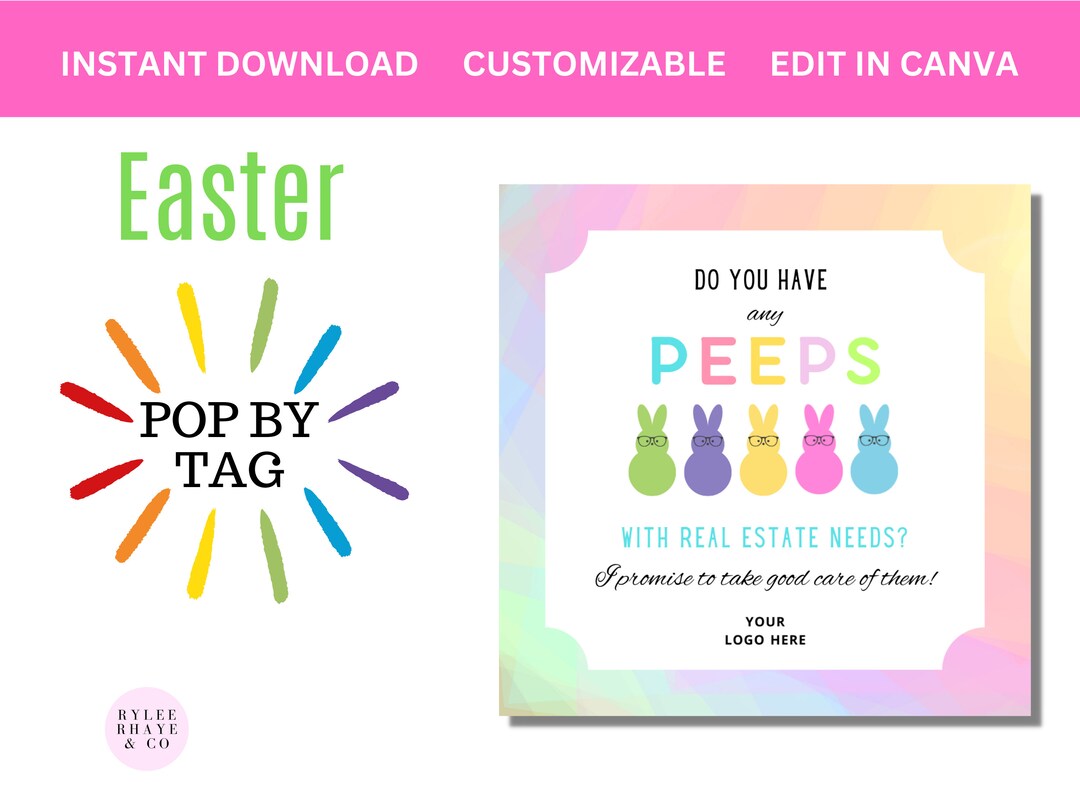 Real Estate Easter Pop by Tag Template: Rainbow Pastel Design (canva ...