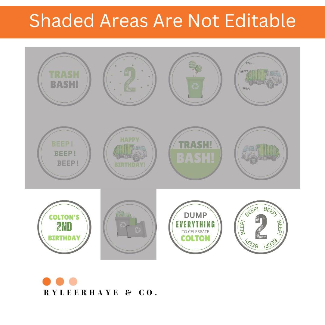 Garbage Truck Birthday Cupcake Topper Boy Birthday Printable Stickers ...