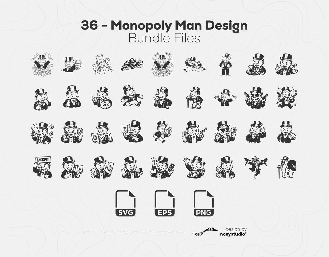 Monopoly Man SVG Bundle: Vintage Casino Theme Designs | Digital ...