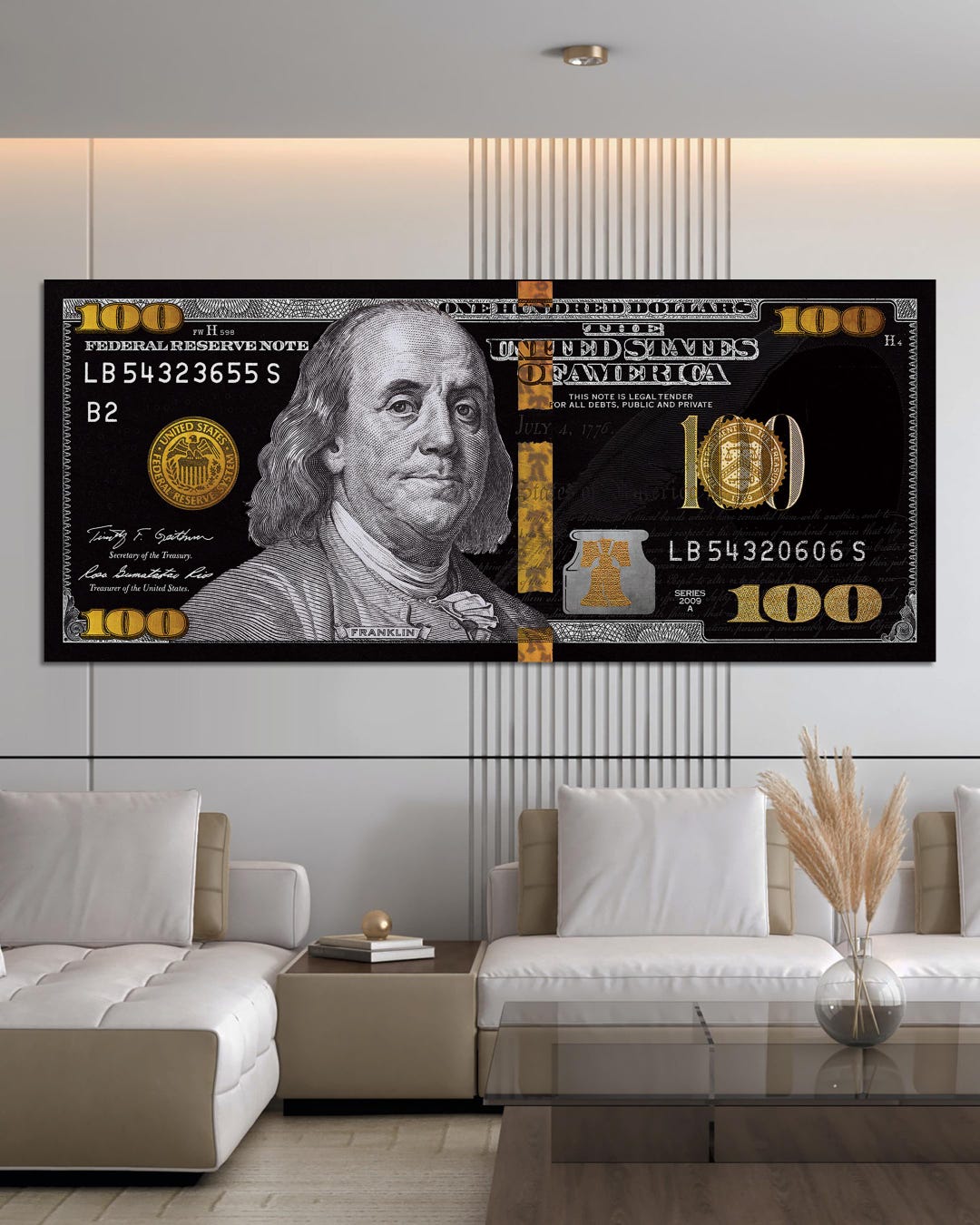 Black and Gold Dollar Bill Art Print: Modern Money Poster - Etsy