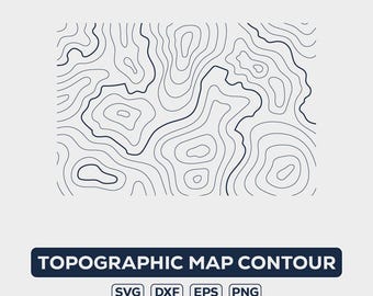 Topographic Line Art Map Svg Dxf Png Eps for Cricut Projects, Laser ...