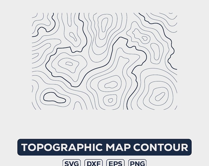 Topographic Line Art Map Svg Dxf Png Eps for Cricut Projects, Laser ...