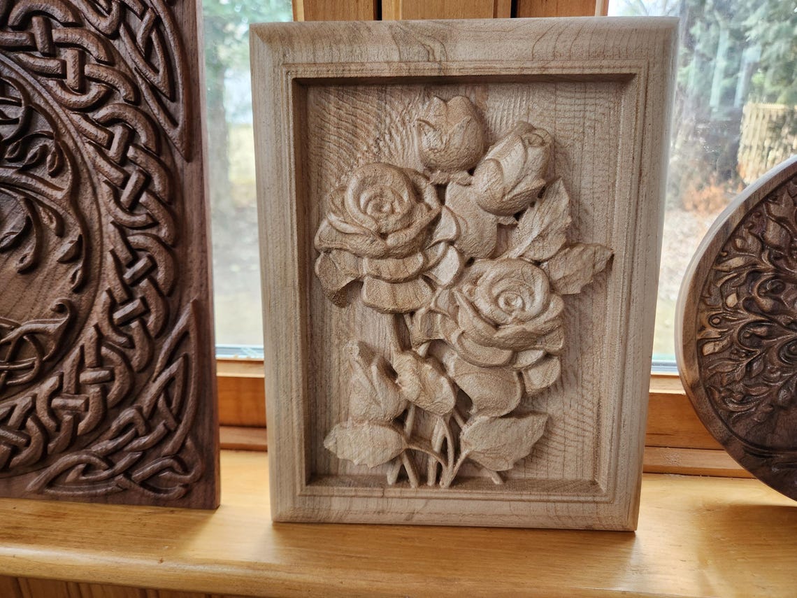 Roses Carved in Maple - Etsy