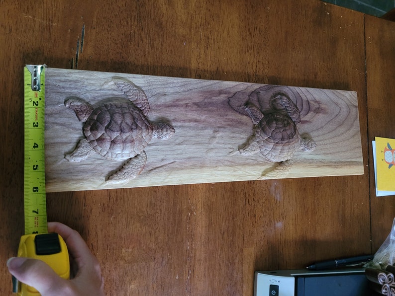 3D Sea Turtles Wood Carving in Black Walnut - Etsy