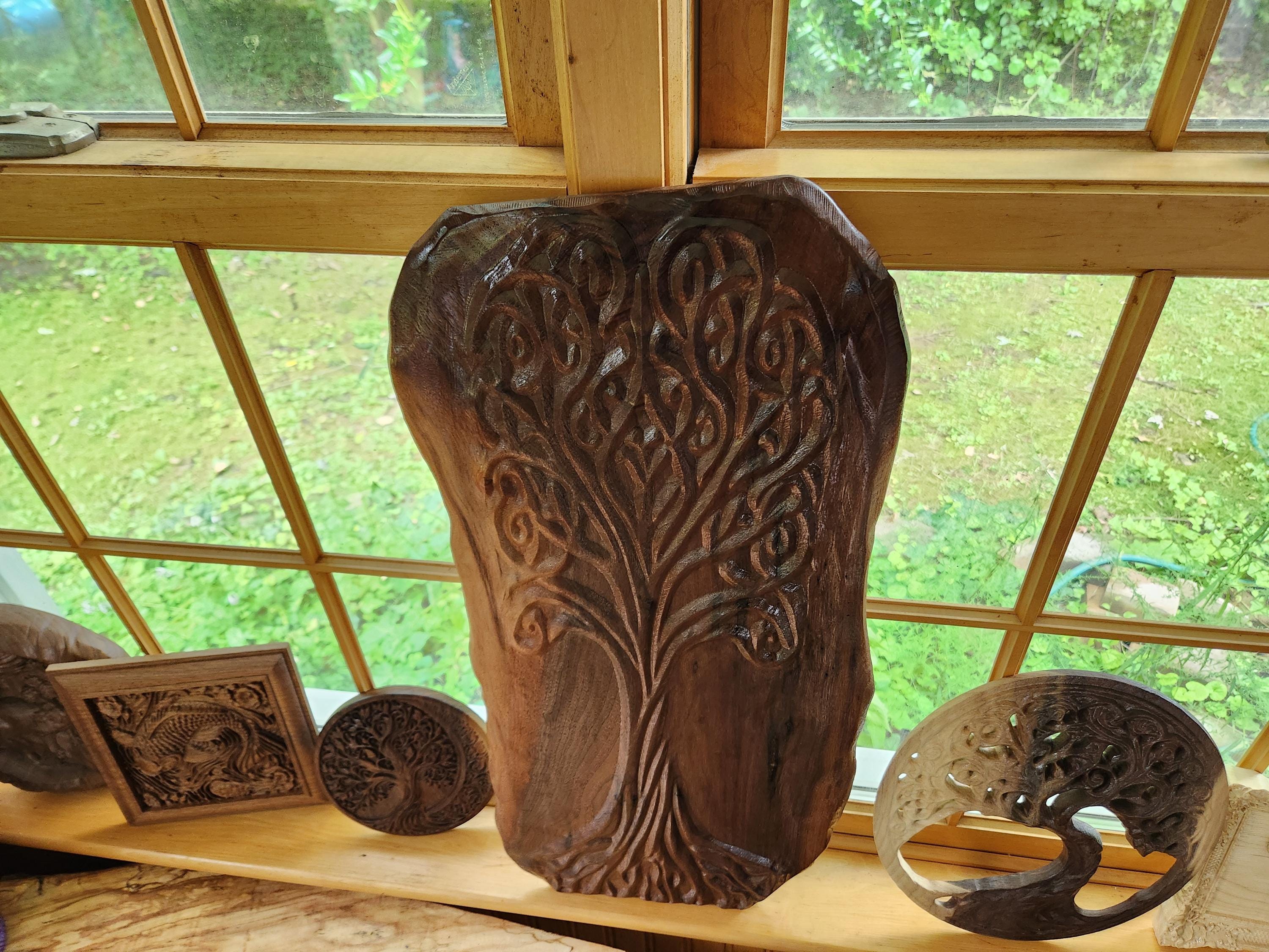 Large Celtic Tree of Life Wood Carving in Black Walnut – Hewn Rustic ...
