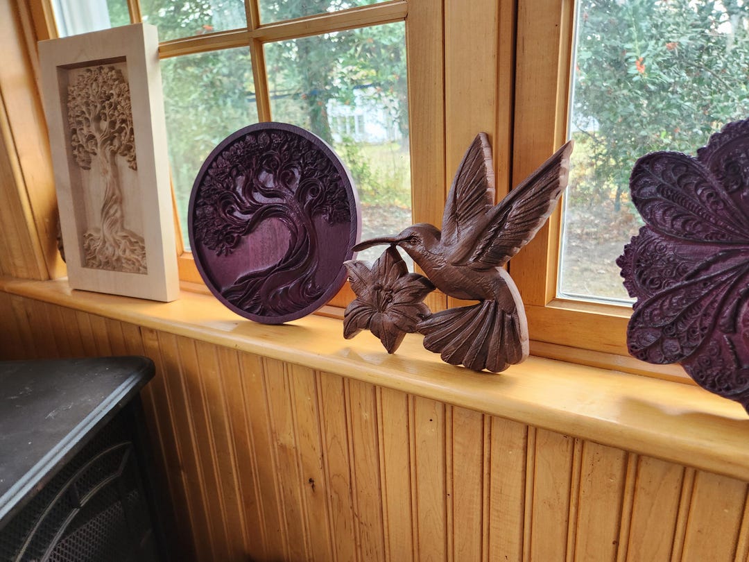 Hummingbird Carved in Black Walnut - Etsy