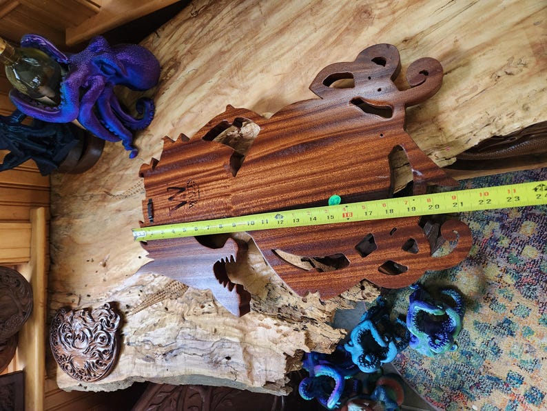 Large Wolf Fenrir Wood Carving in Thick Sapele – Norse Mythology Wall ...