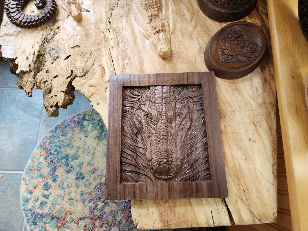 Gator Carved in Black Walnut - Etsy