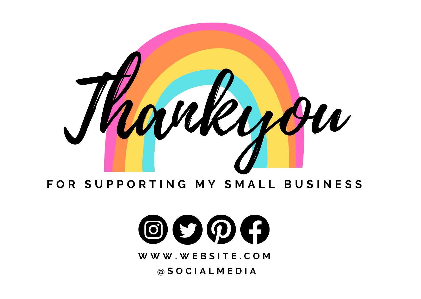 Rainbow Thankyou Card Template Canva Template A6 Rainbow Care Cards - Etsy