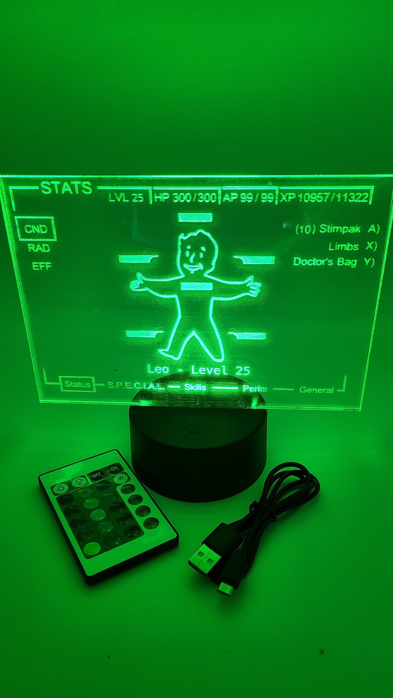 Fallout Pipboy Stat Screen : Customizable LED Acrylic Light - Etsy