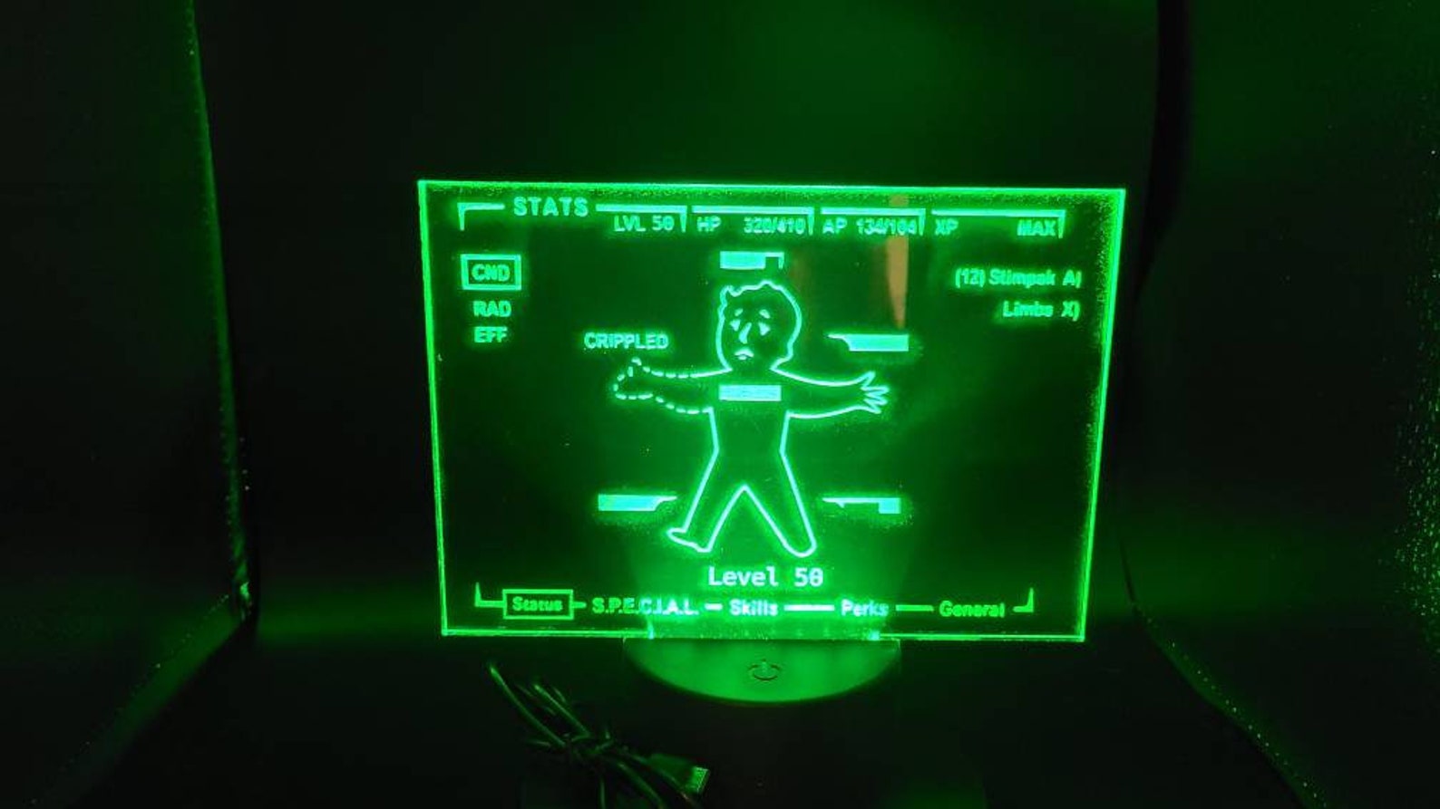 Fallout Pipboy Stat Screen : Customizable LED Acrylic Light - Etsy