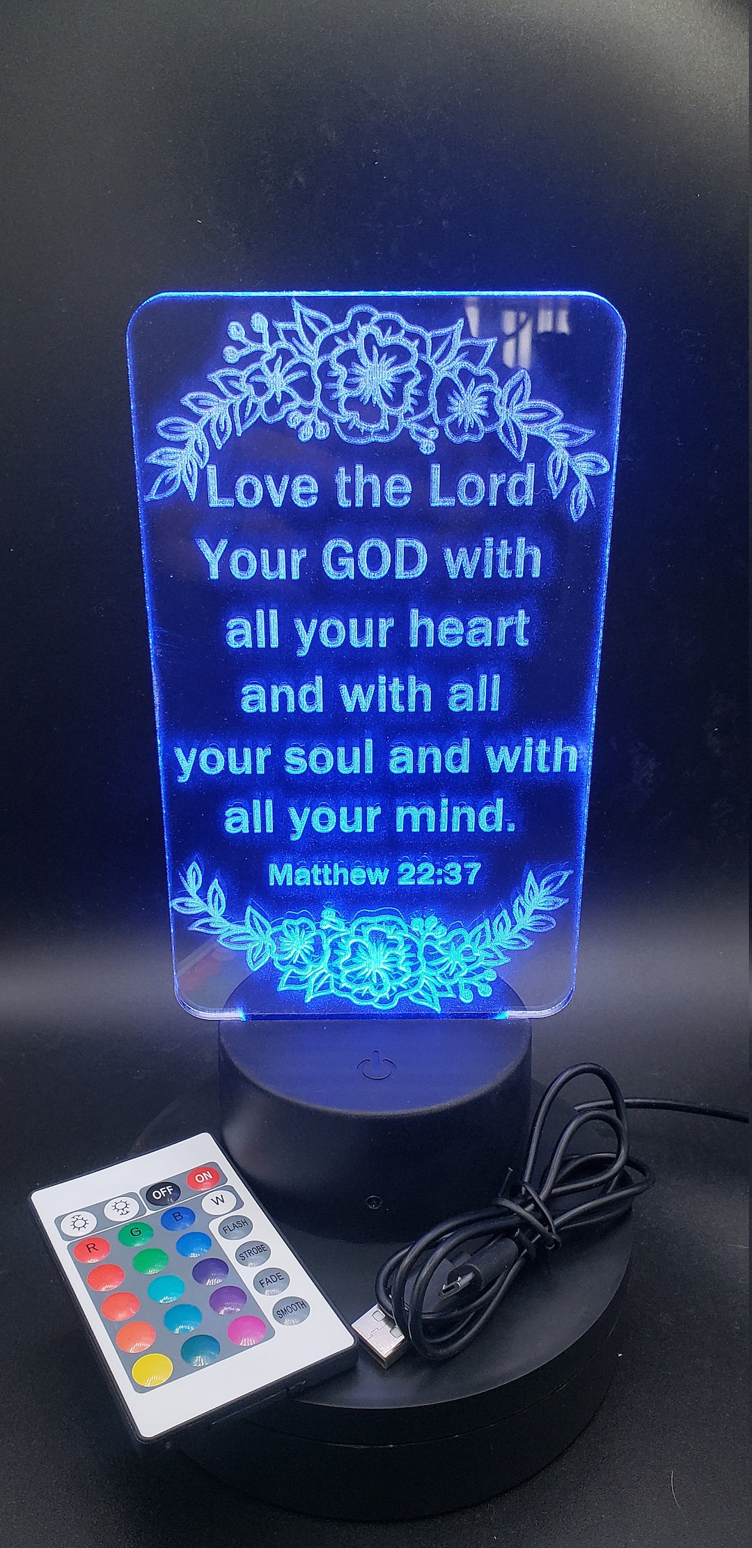 Custom Bible Verse Acrylic LED Light, Custom Light, Bible Light, Edge ...