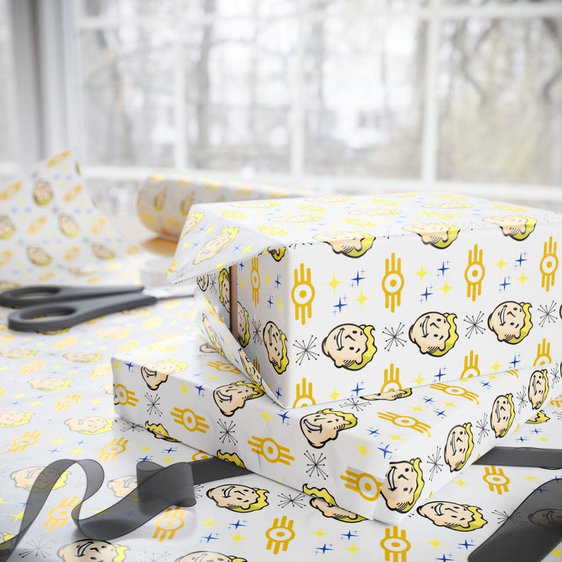 Vault Boy Fallout Gift Wrap Paper | Retro Fallout Gaming Wrapping Paper ...