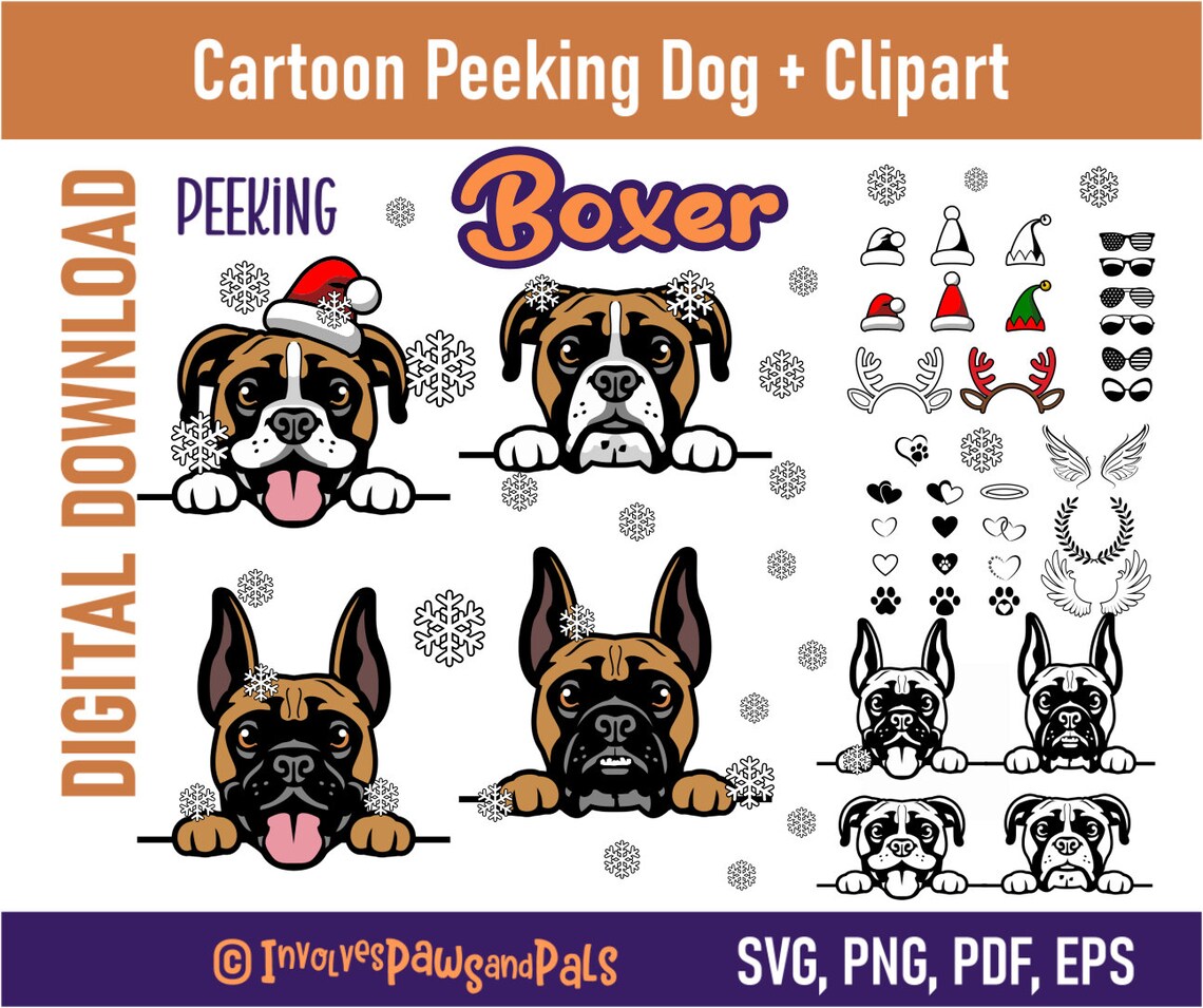 Peeking Boxer Dog SVG | Peeking Dog SVG | Boxer Dog PNG | Boxer Clipart ...