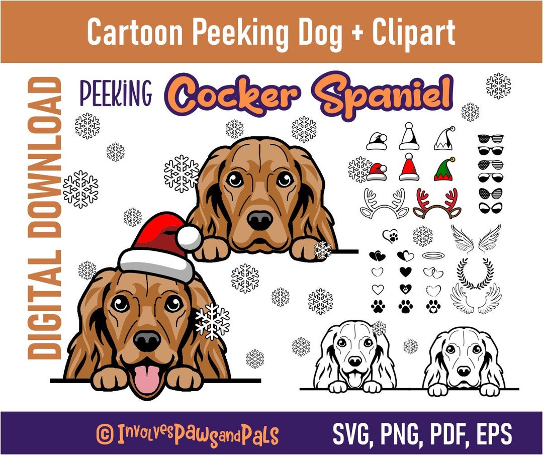 Peeking Cocker Spaniel SVG Peeking Dog SVG Cartoon Cocker Spaniel ...
