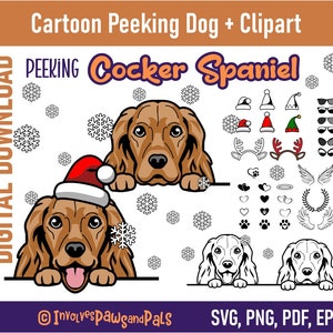 Peeking Cocker Spaniel SVG Peeking Dog SVG Cartoon Cocker Spaniel ...