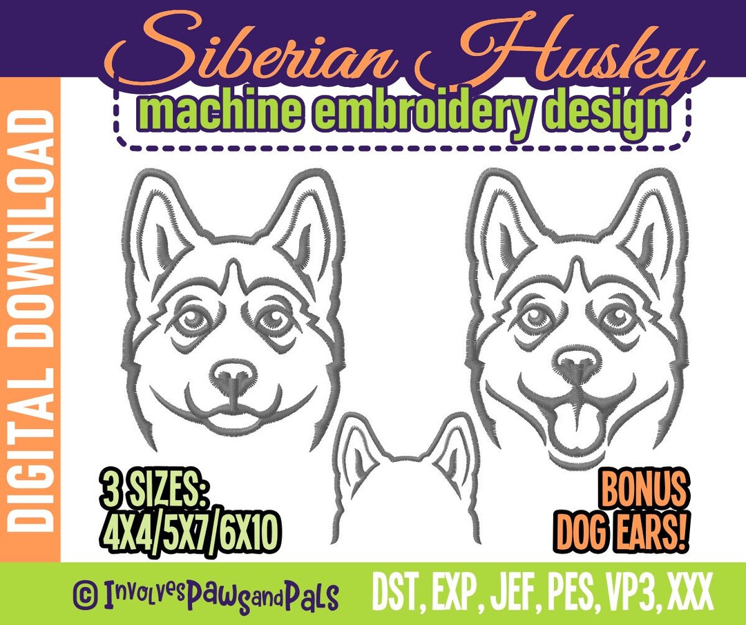 Digitized Husky Machine Embroidery Designs | Siberian Husky Embroidery ...