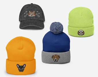 Custom Embroidery Dog Beanie Cuffed Pet Gift Personalized Dog Mom Gift ...