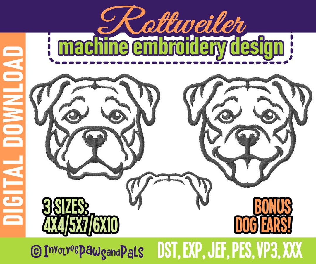 Digitized Rottweiler Machine Embroidery Designs Rottweiler Embroidery ...