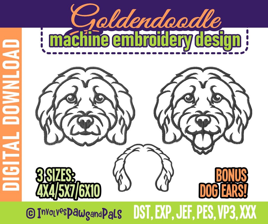 Digitized Goldendoodle Machine Embroidery Designs | Doodle Embroidery ...