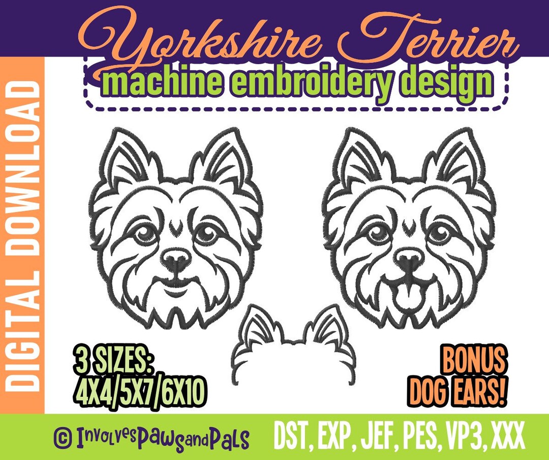Digitized Yorkie Machine Embroidery Designs | Yorkshire Terrier ...