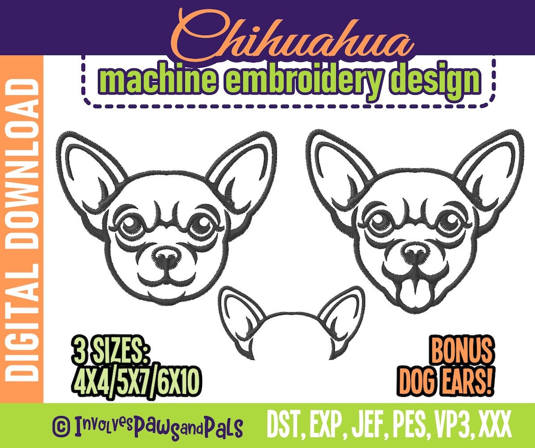 Digitized Chihuahua Machine Embroidery Designs | Chihuahua Embroidery ...