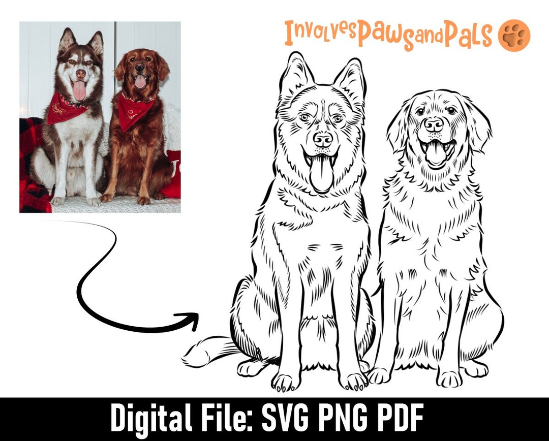 Custom Dog SVG | Full Body Dog Outline Drawing | Suitable for Tattoos ...