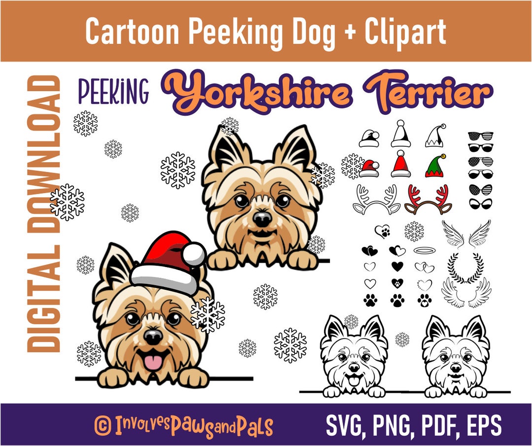 Peeking Yorkie SVG | Peeking Dog SVG | Cartoon Yorkshire Terrier PNG ...