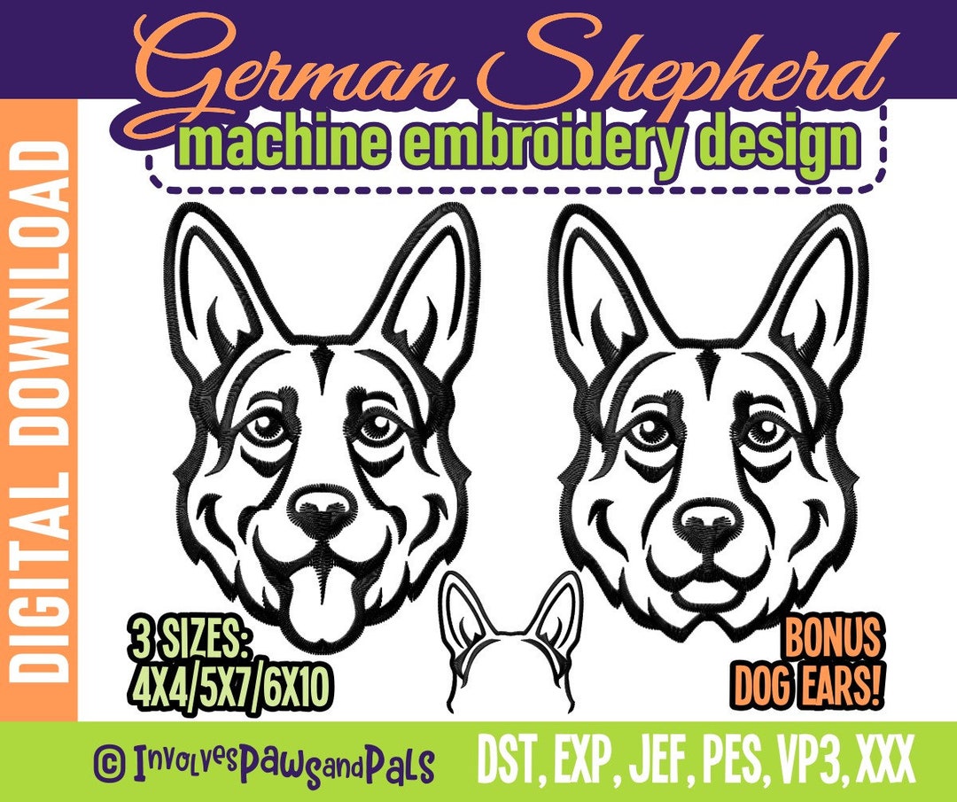 Digitized German Shepherd Machine Embroidery Designs | German Shepherd ...