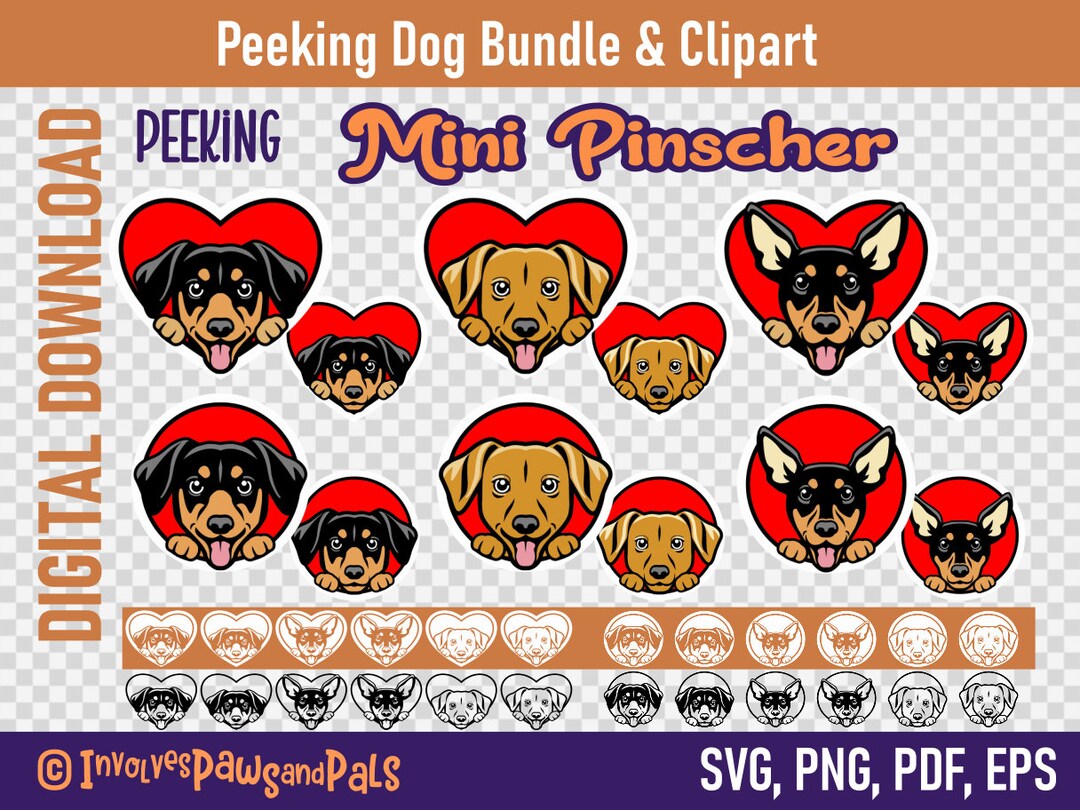 Peeking Mini Pinscher Keychain and Mother's Day SVG | Peeking Dog SVG ...