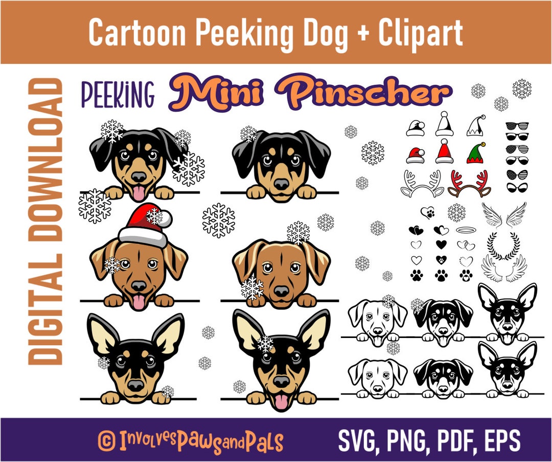 Peeking Mini Pinscher SVG | Dog SVG, PNG Bundle | Printable Cartoon ...