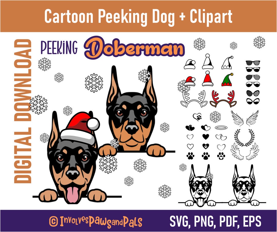 Peeking Doberman SVG Peeking Dog SVG Cartoon Doberman PNG - Etsy