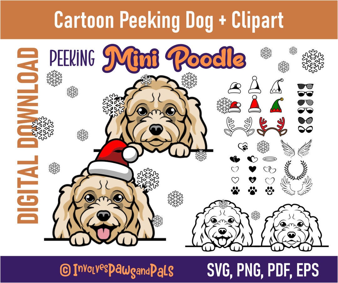 Peeking Mini Poodle SVG | Peeking Dog SVG | Cartoon Mini Poodle PNG and ...