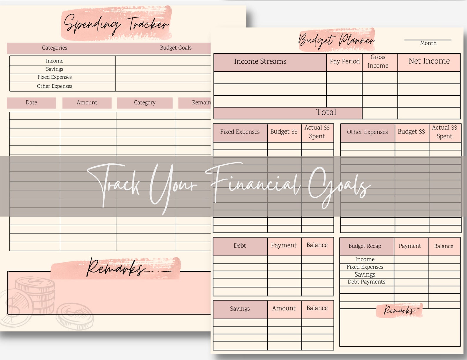 Finance Planner BUNDLE! Budget Planner Templates, Financial Savings ...