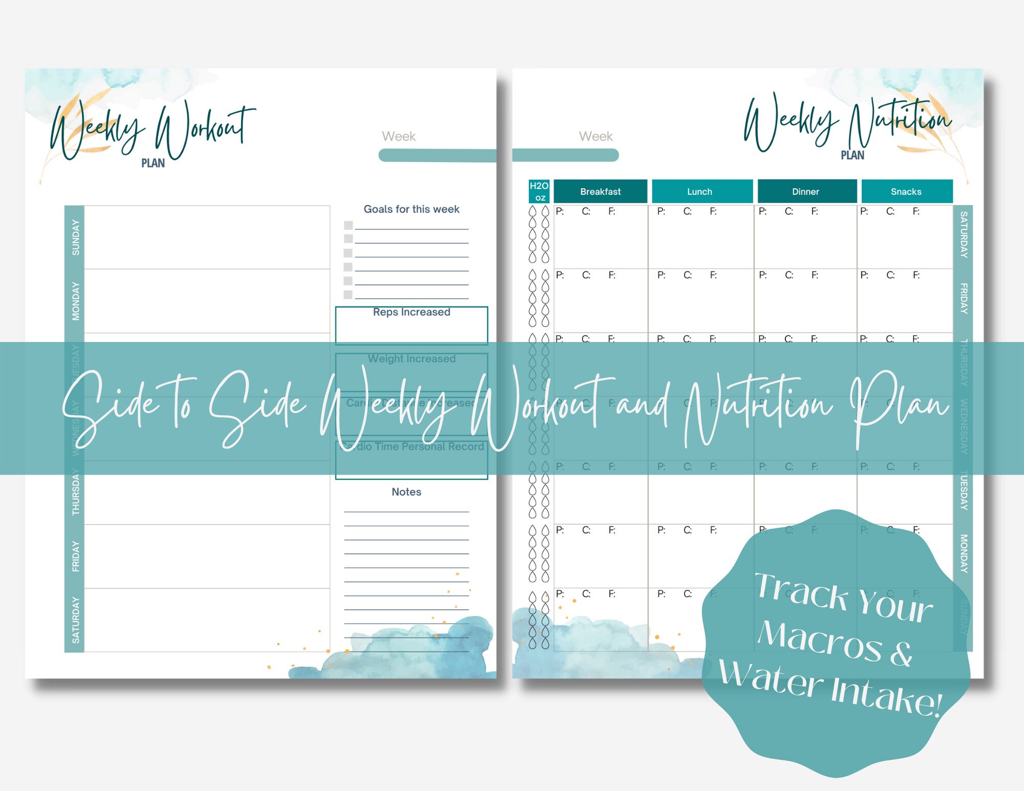 Fitness Planner Weight Loss Tracker BUNDLE Workout Planner - Etsy