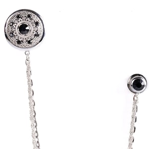 Chain Lapel Pin Made of Real Crystal Stones, Unisex Chain Lapel Brooch ...