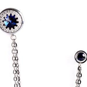 Chain Lapel Pin Made of Real Crystal Stone, Unisex Chain Lapel Brooch ...