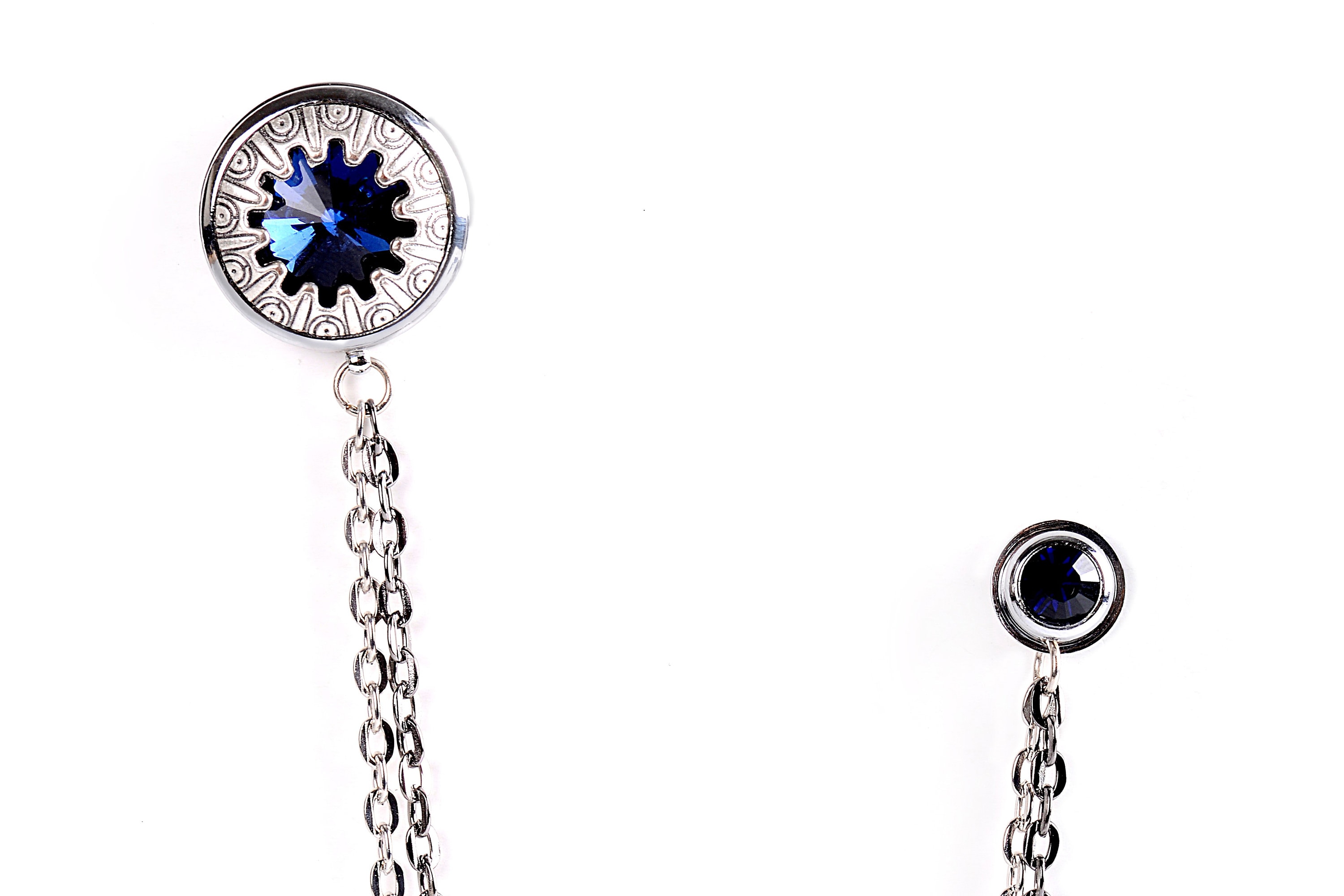 Chain Lapel Pin Made of Real Crystal Stone, Unisex Chain Lapel Brooch ...