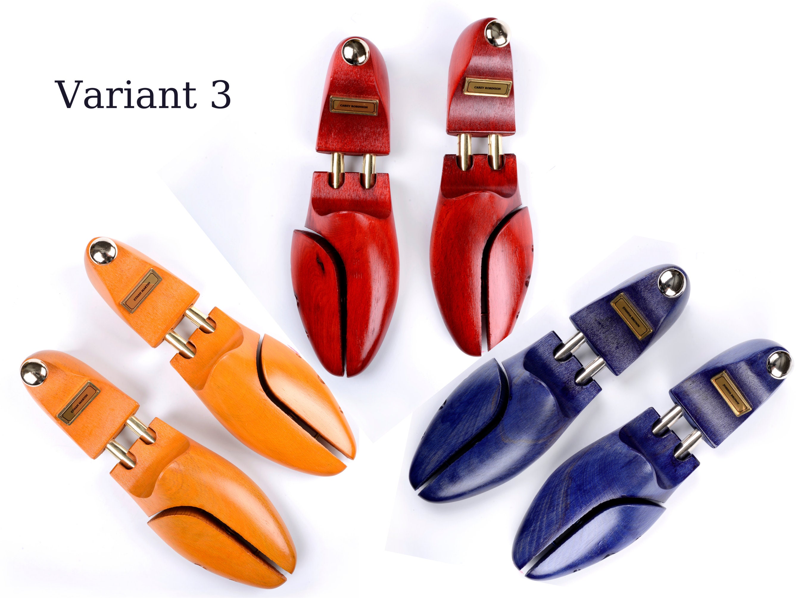 3 Pairs of Colorful Wooden Shoe Trees - Adjustable Beech Wood Shoe Tree ...