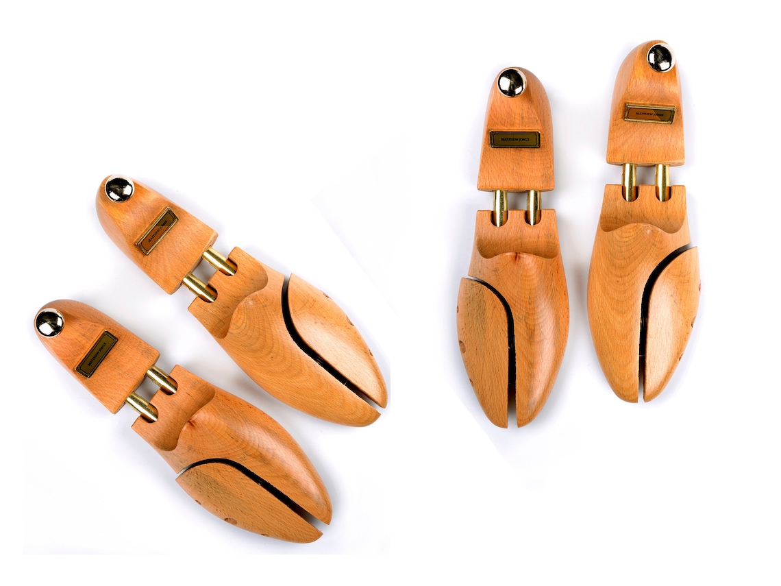 2 Pairs of Adjustable Wooden Shoe Tree, Beech Wood Handcrafted Shoe ...