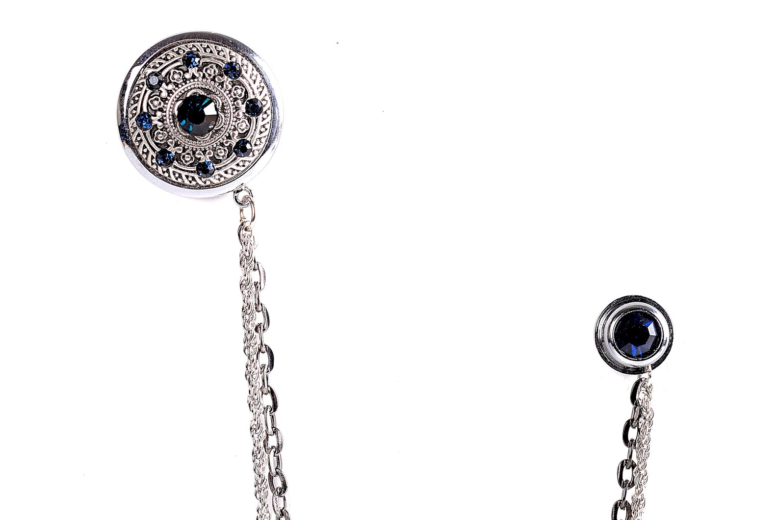 Chain Lapel Pin Made of Real Crystal Stones, Unisex Chain Lapel Brooch ...