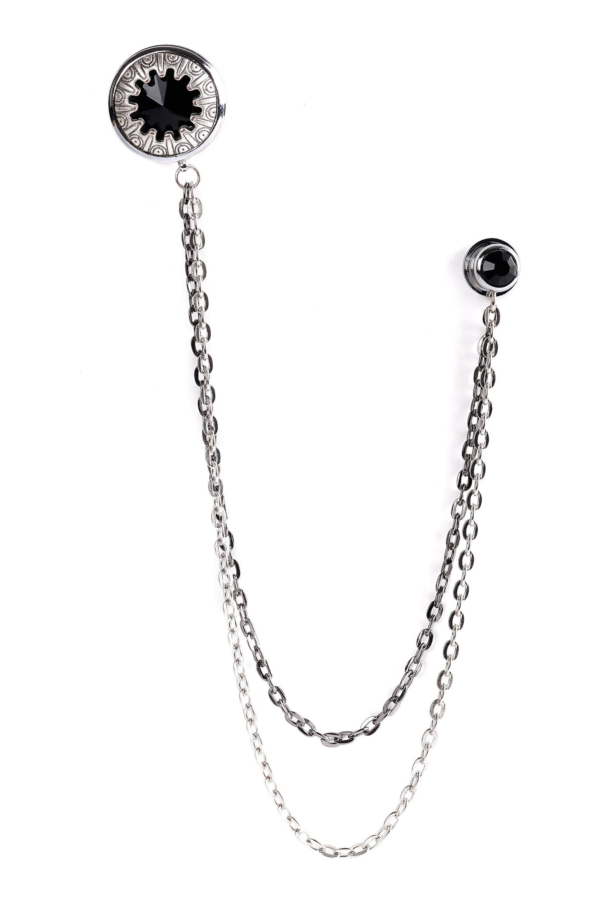 Chain Lapel Pin Made of Real Crystal Stone, Unisex Chain Lapel Brooch ...