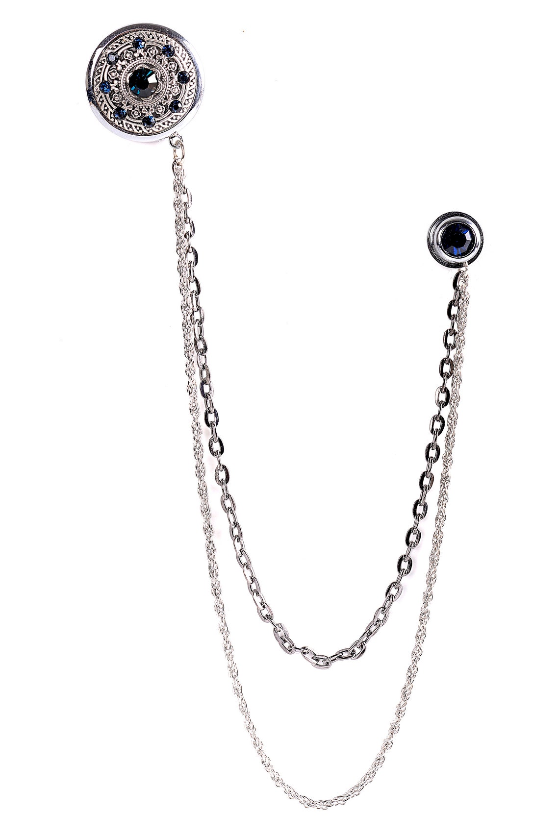 Chain Lapel Pin Made of Real Crystal Stones, Unisex Chain Lapel Brooch ...