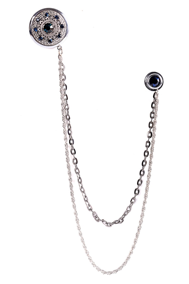 Chain Lapel Pin Made of Real Crystal Stones Unisex Chain - Etsy