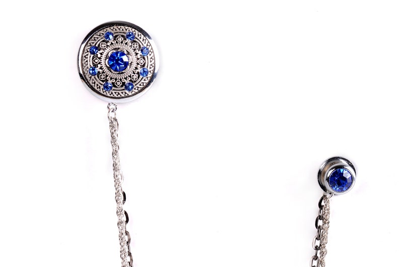 Chain Lapel Pin Made of Real Crystal Stones, Unisex Chain Lapel Brooch ...