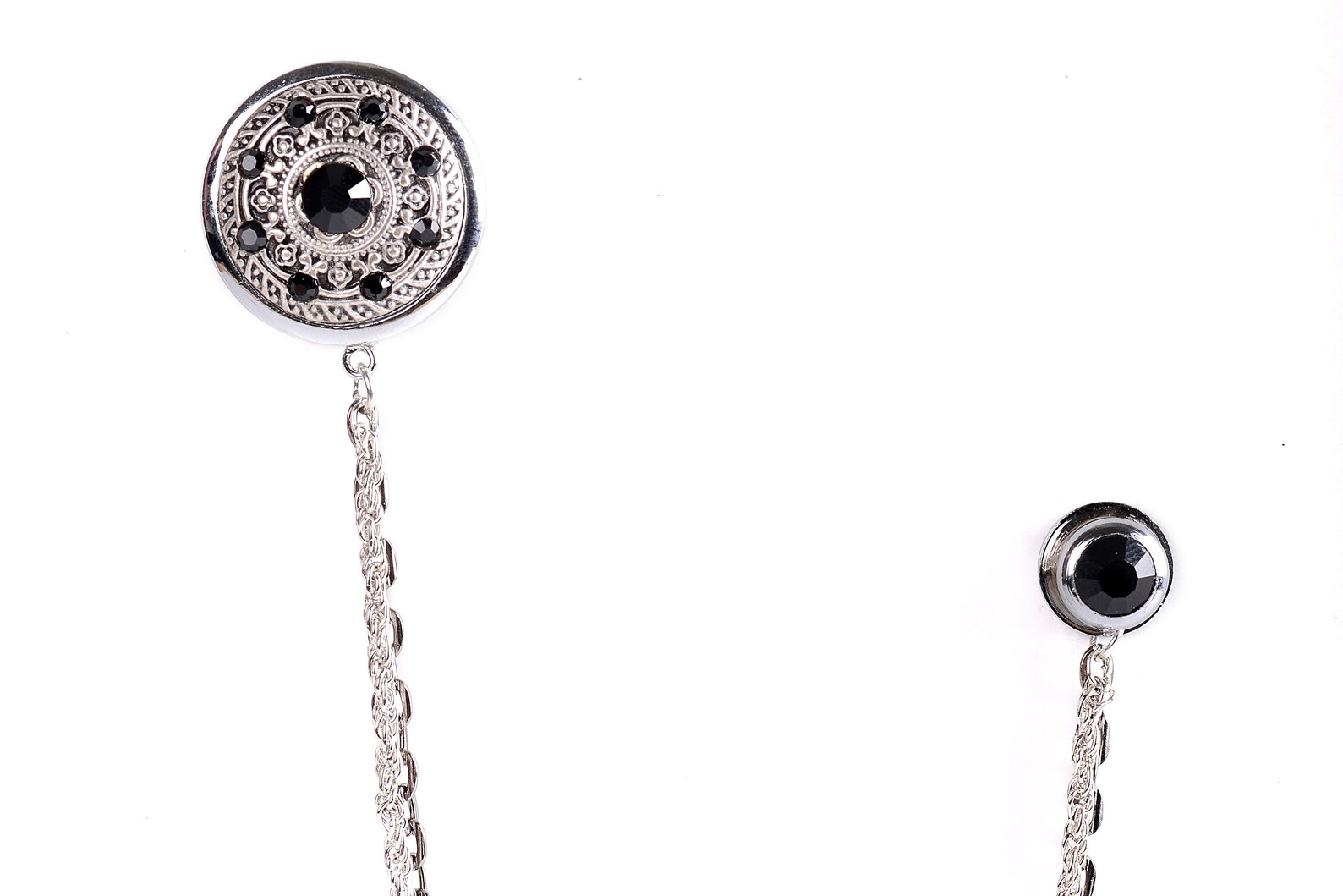 Chain Lapel Pin Made of Real Crystal Stones, Unisex Chain Lapel Brooch ...