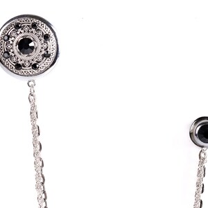 Chain Lapel Pin Made of Real Crystal Stones, Unisex Chain Lapel Brooch ...