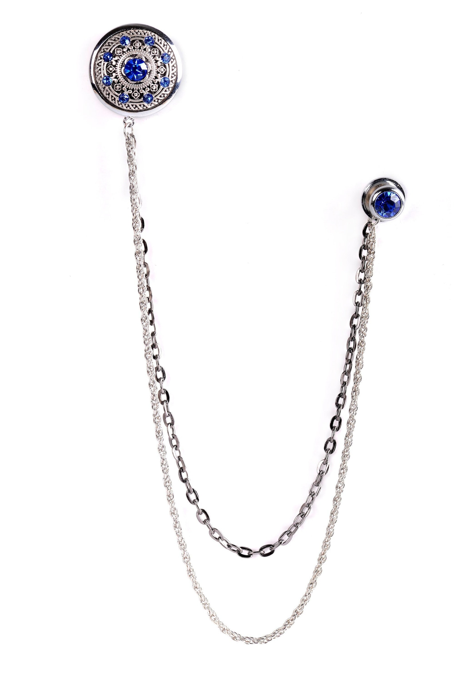 Chain Lapel Pin Made of Real Crystal Stones, Unisex Chain Lapel Brooch ...