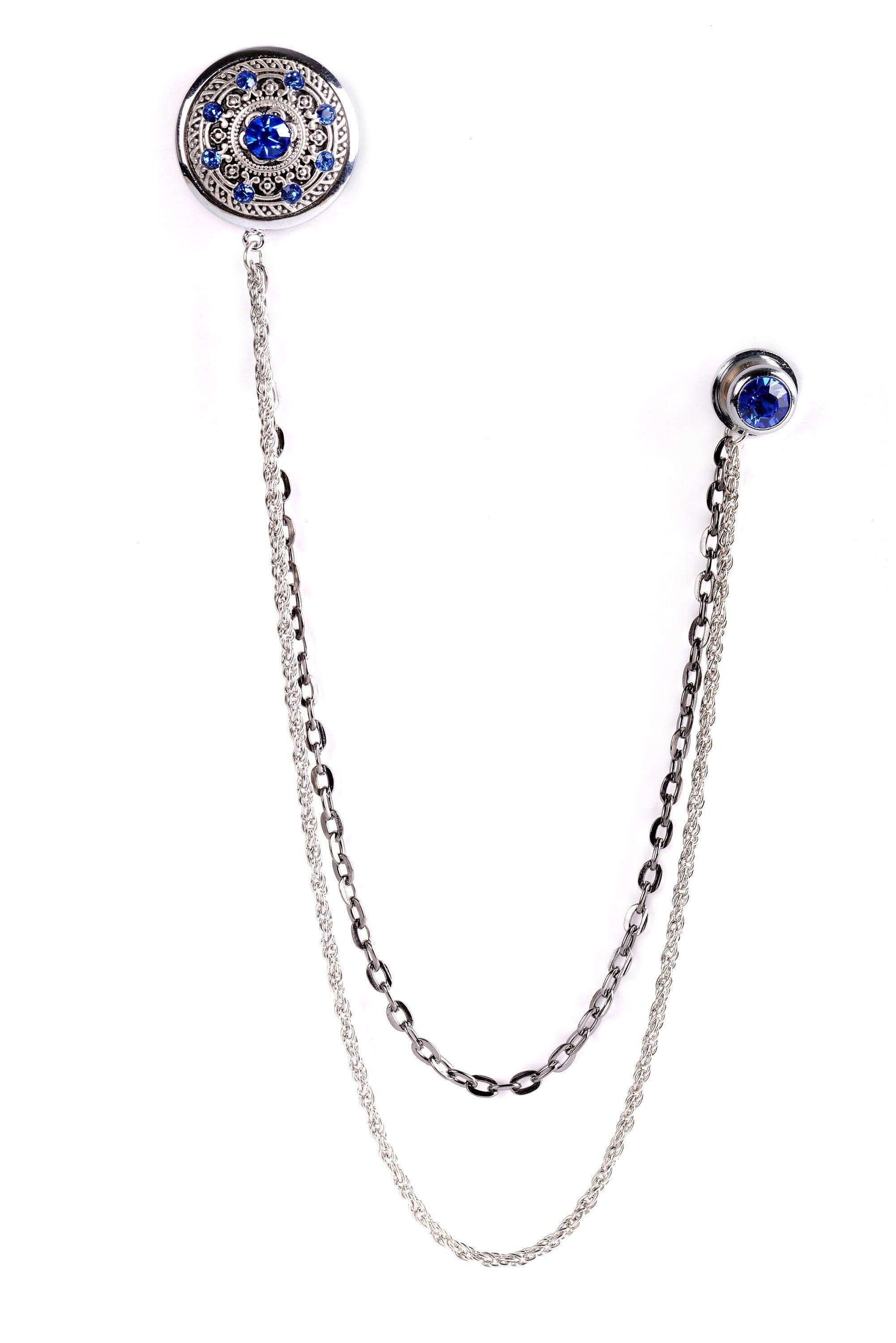 Chain Lapel Pin Made of Real Crystal Stones, Unisex Chain Lapel Brooch ...