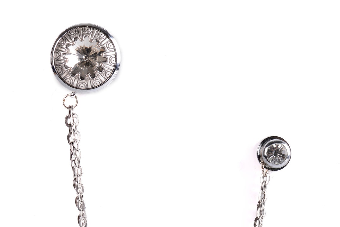 Chain Lapel Pin Made of Real Crystal Stone, Unisex Chain Lapel Brooch ...